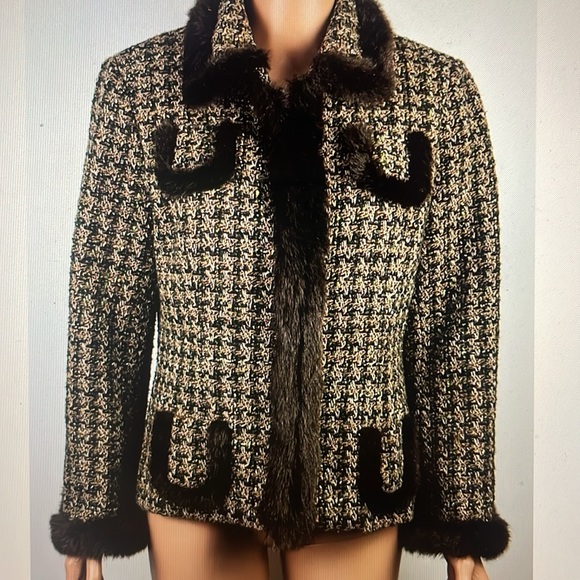 Etcetera | Jackets & Coats | Etcetera Faux Fur Trimmed Tweed Jacket Sz ...